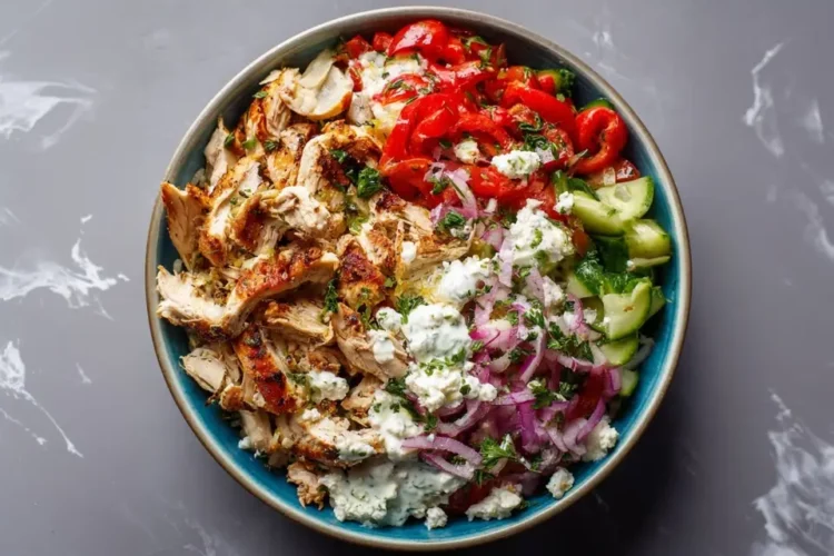 Leftover Chicken Gyros Bowls