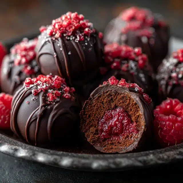 Dark Chocolate Raspberry Truffles